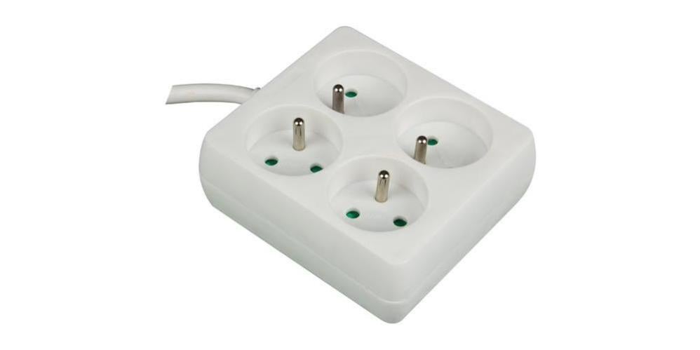 Electricity 4-WAY SOCKET-OUTLET - SQUARE - 1.5 m CABLE - WHITE ...