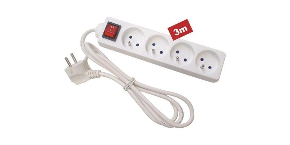 Electricity 4-WAY SOCKET-OUTLET WITH SWITCH - 3 m CABLE - WHITE ...