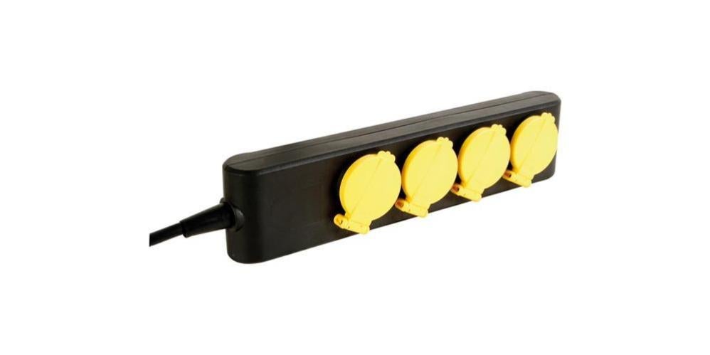 Perel 4-WAY SOCKET-OUTLET - IP44 - 1.5 m CABLE - BLACK - FRENCH SOCKET ...