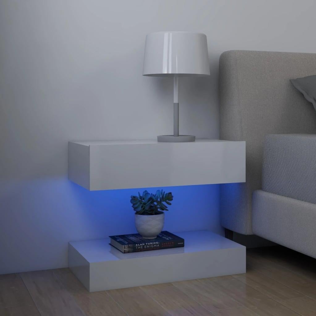 VidaXL Mesitas de noche 2 uds aglomerado blanco brillante 60x35 cm ...