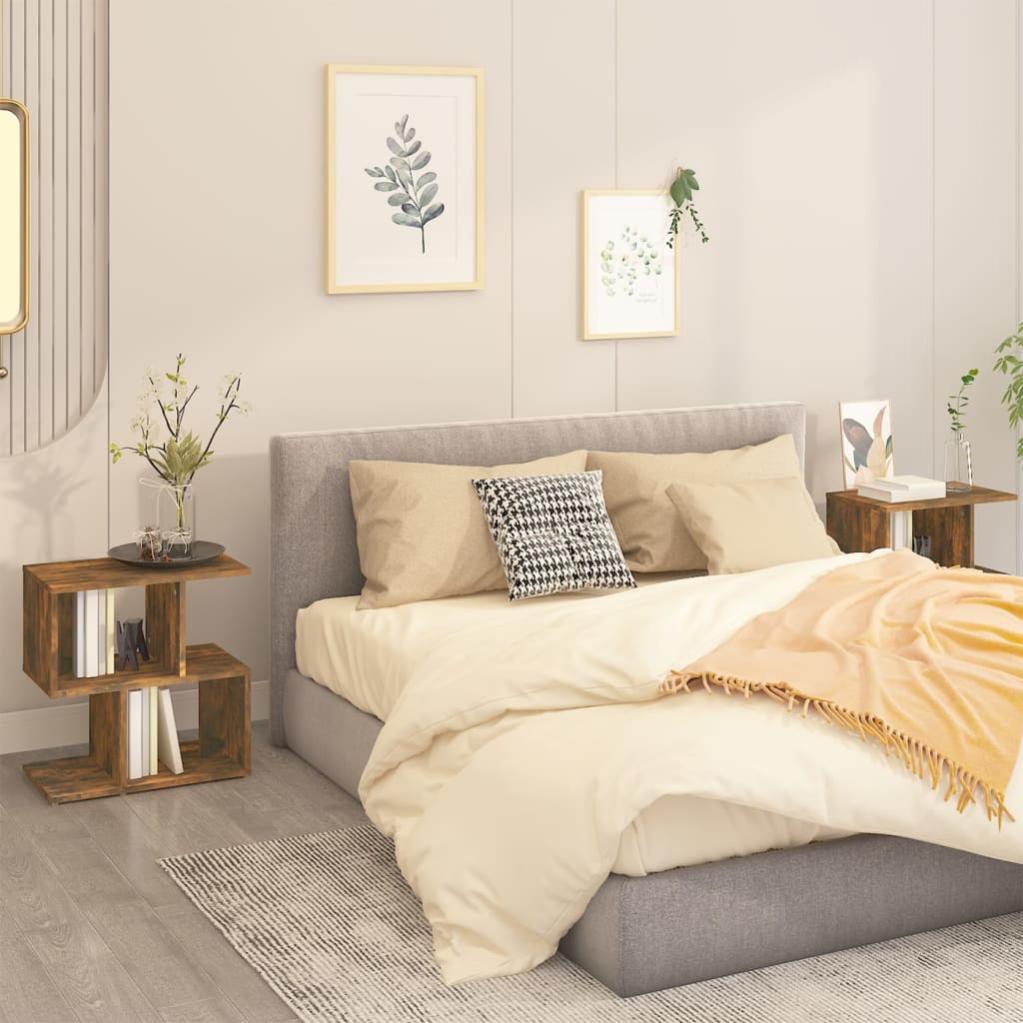 VidaXL Comodini Rovere Fumo 2pz 50x30x51,5 cm in Legno Multistrato ...
