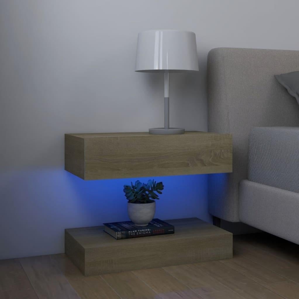 VidaXL Mesitas de noche 2 uds aglomerado color roble Sonoma 60x35 cm ...