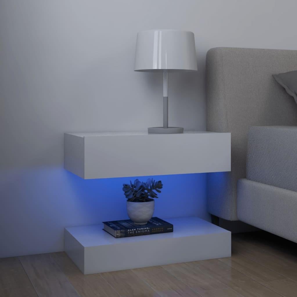 VidaXL Comodini con LED 2 pz 60x35 cm Bianchi in Legno Multistrato ...