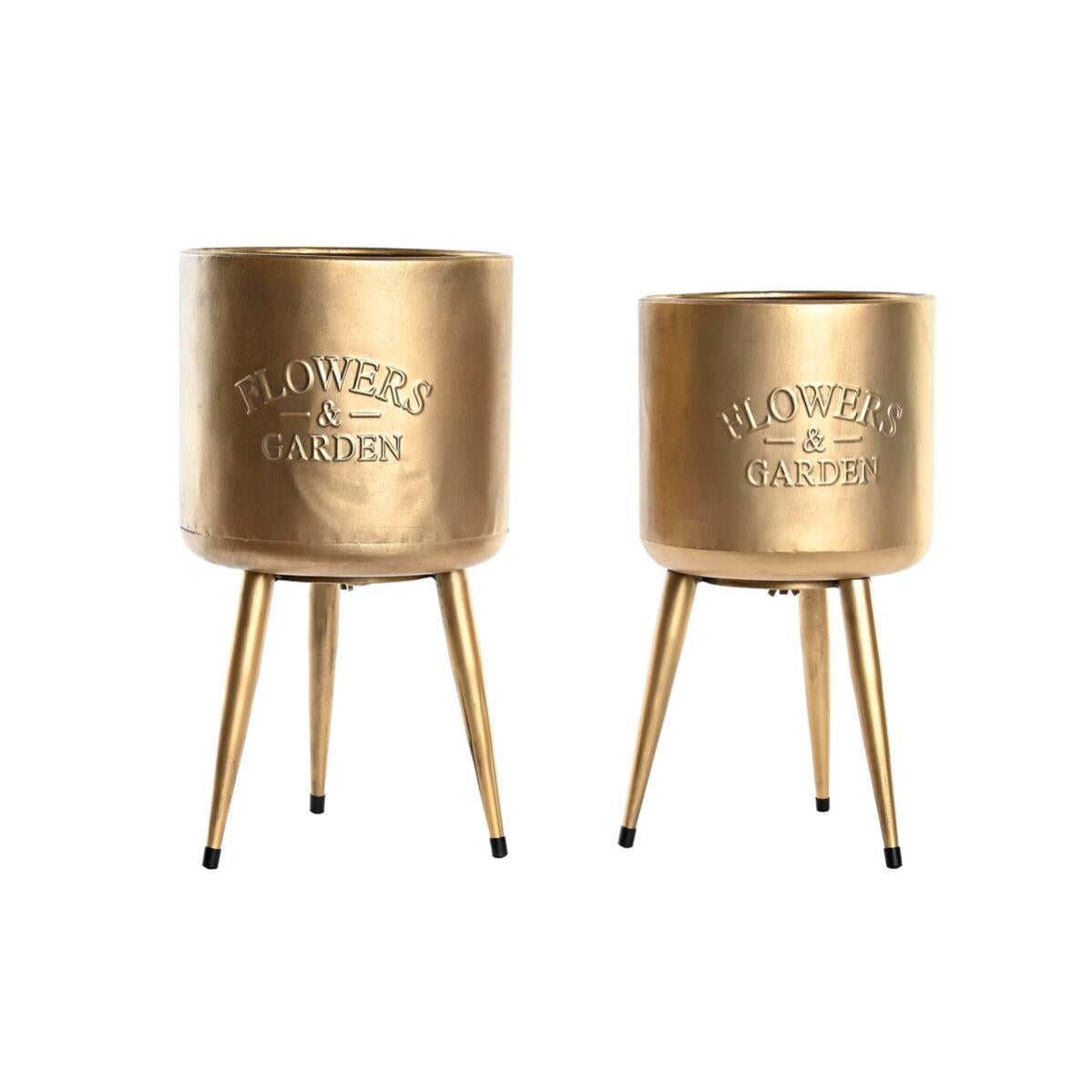 Set de pots de fleurs DKD Home Decor Métal 2 Pièces 2 Unités (25,5 x 25 ...