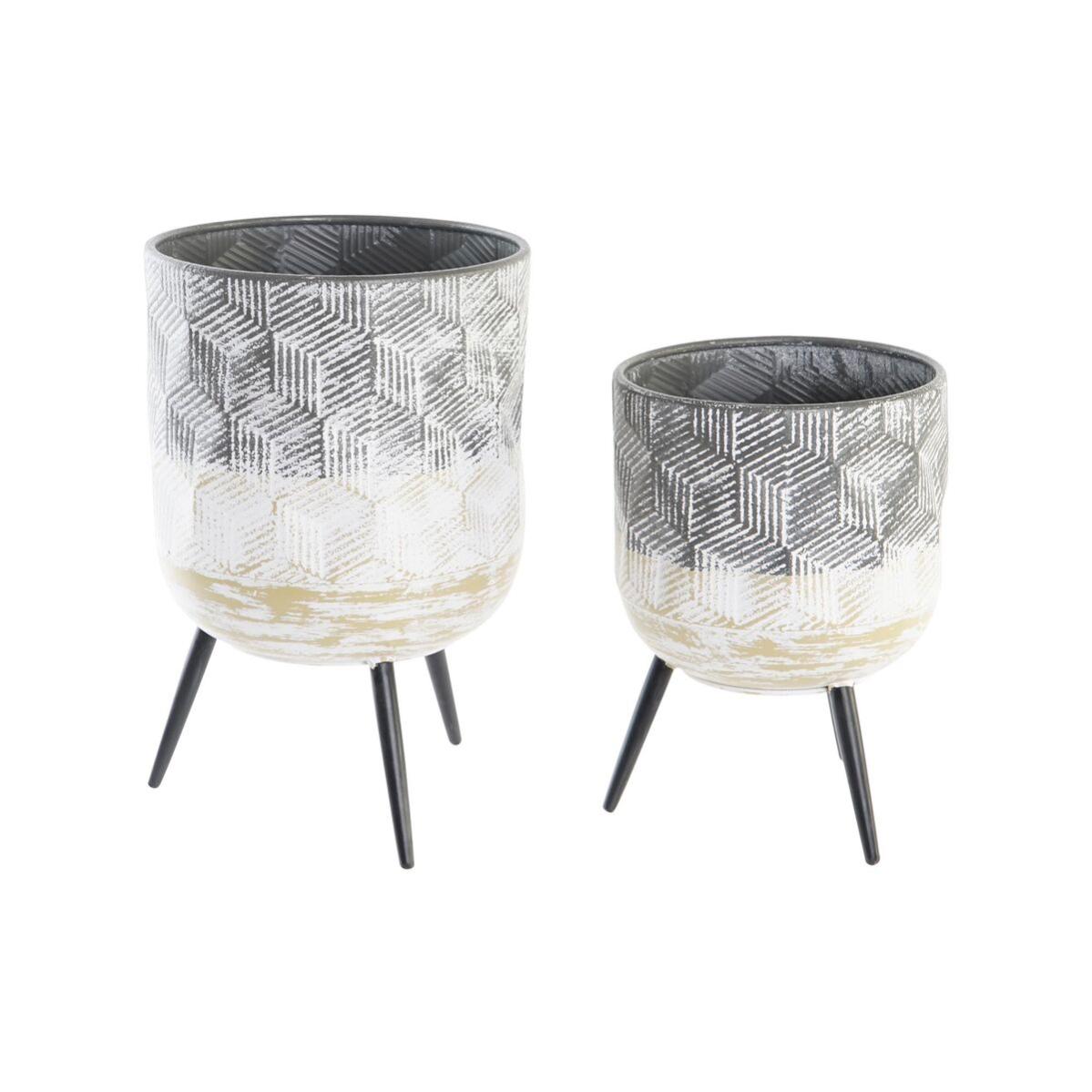Set de pots de fleurs DKD Home Decor 24 x 24 x 39 cm Métal (2 Unités ...