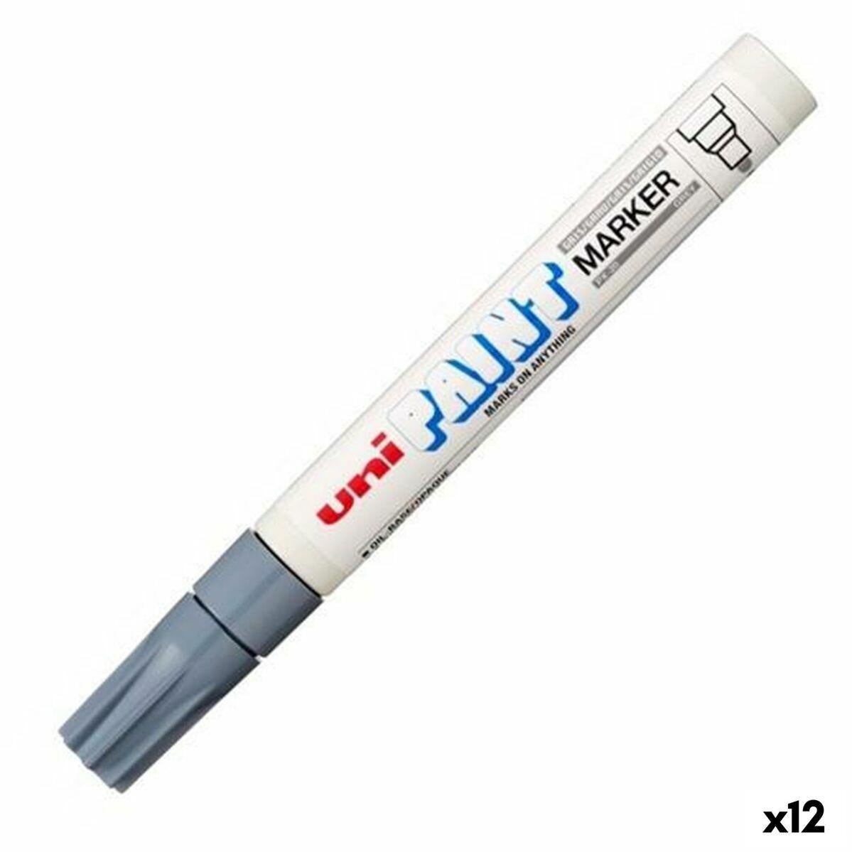 Rotulador permanente Uni-Ball PX-20 Gris 2,8 mm (12 Unidades) | Leroy Merlin