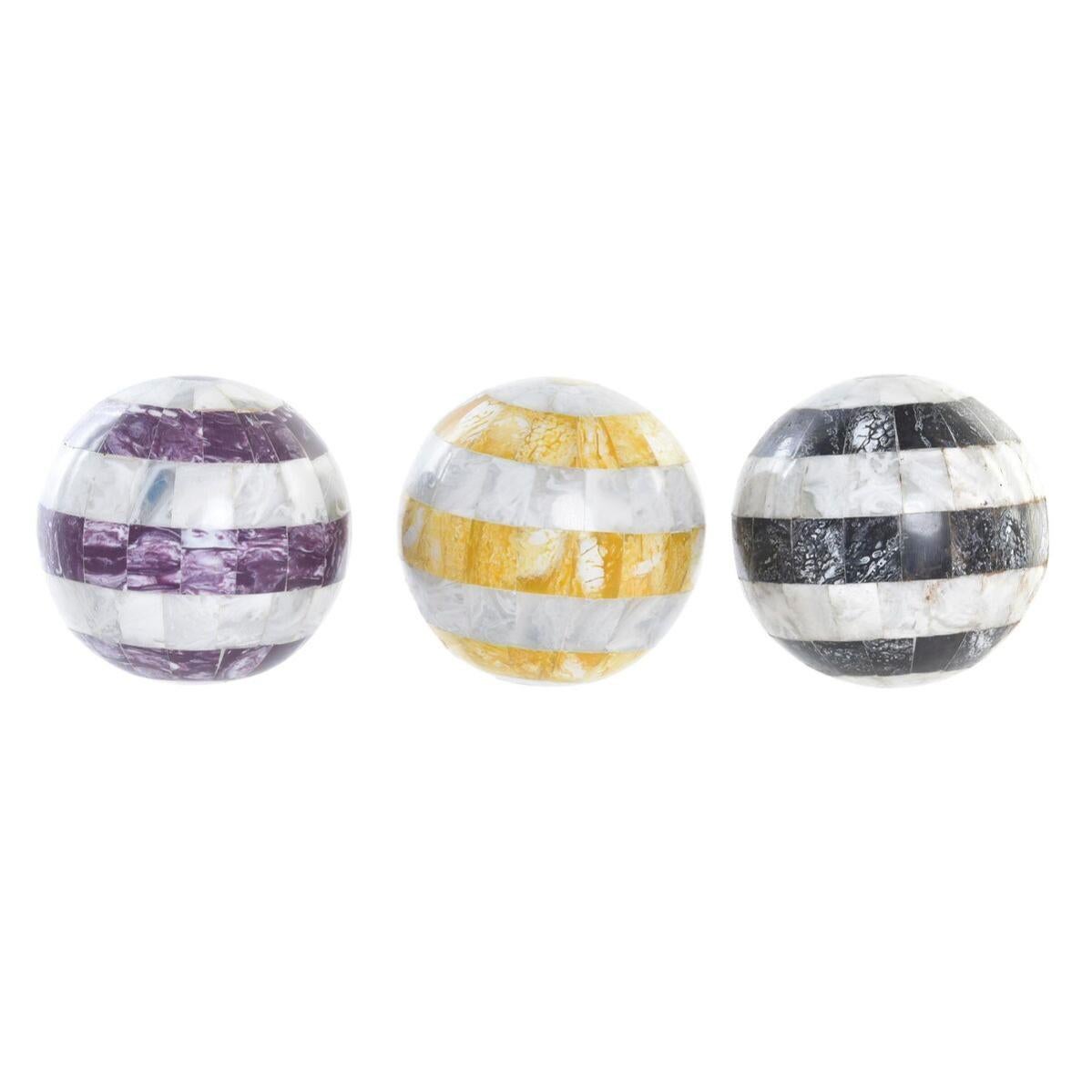 Boule Décorative DKD Home Decor Nacre noire (13 x 13 x 13 cm) (3 Unités ...