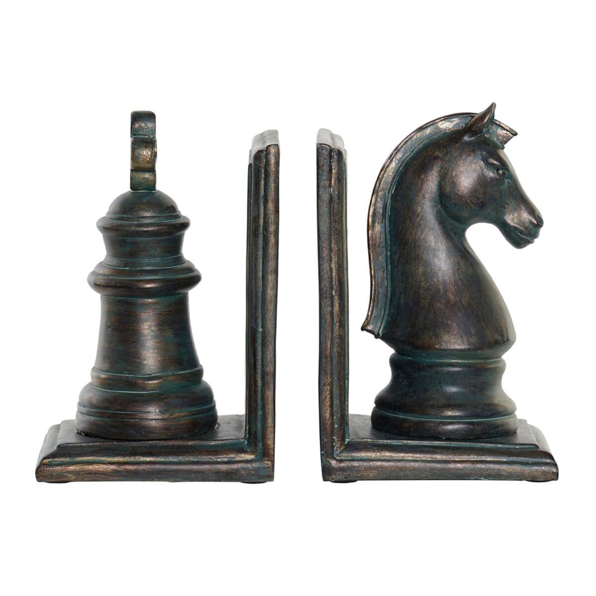 Fermalibri DKD Home Decor 2 Pezzi Resina Pedine Scacchi (27 x 10 x 18 ...