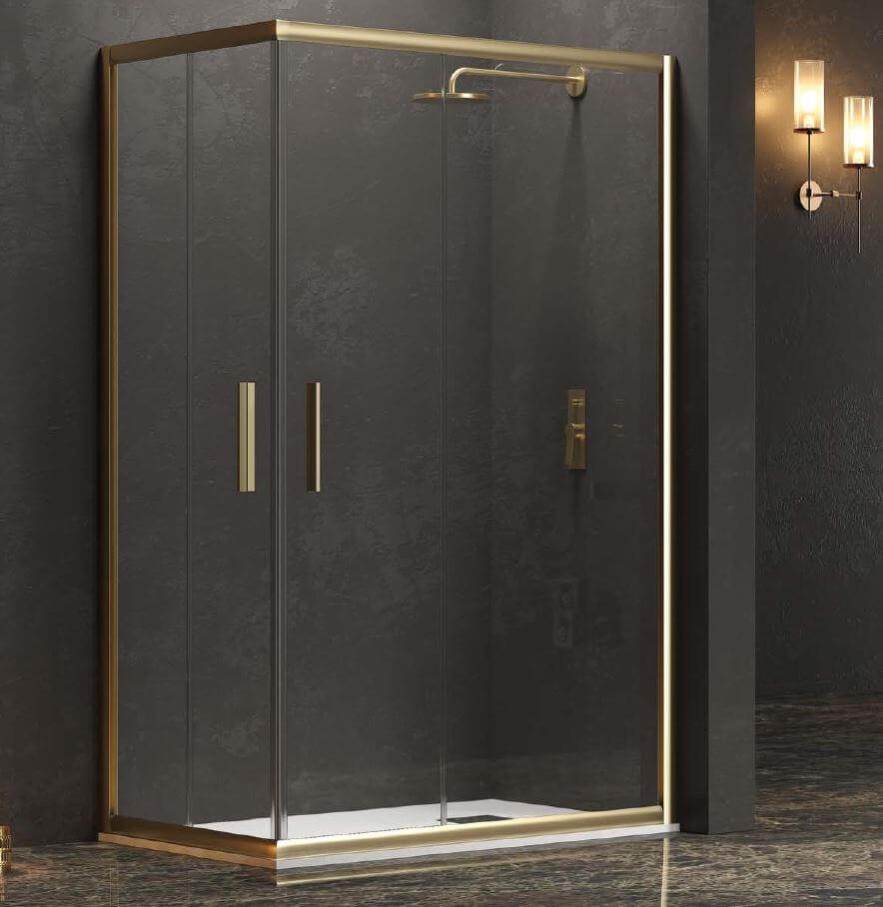 Box Doccia H190 Trasparente Anticalcare Profili Oro - 90x100 | Leroy Merlin
