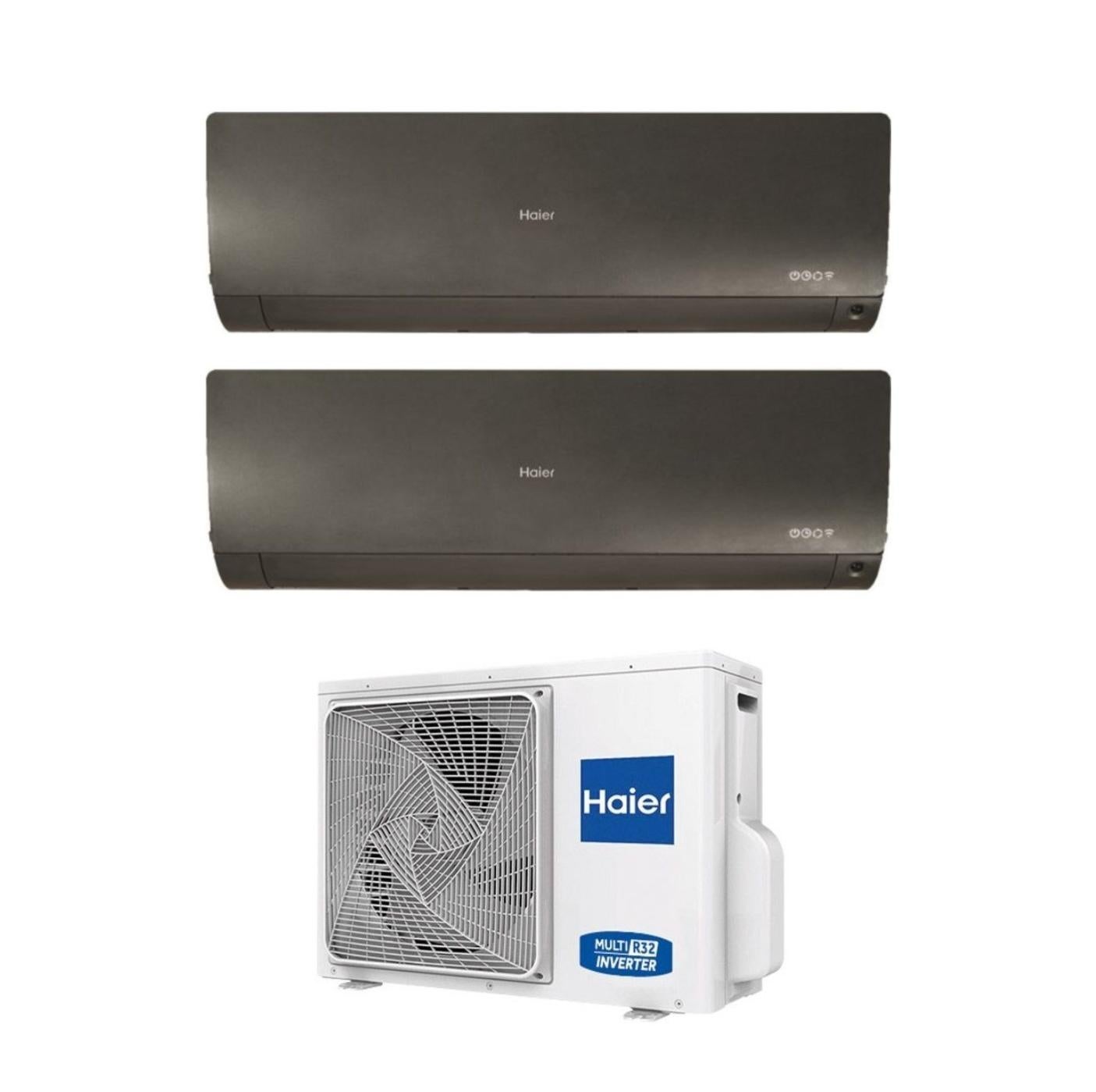 Climatizzatore Condizionatore Haier Dual Split Inverter serie FLEXIS PLUS BLACK 7+12 con ...