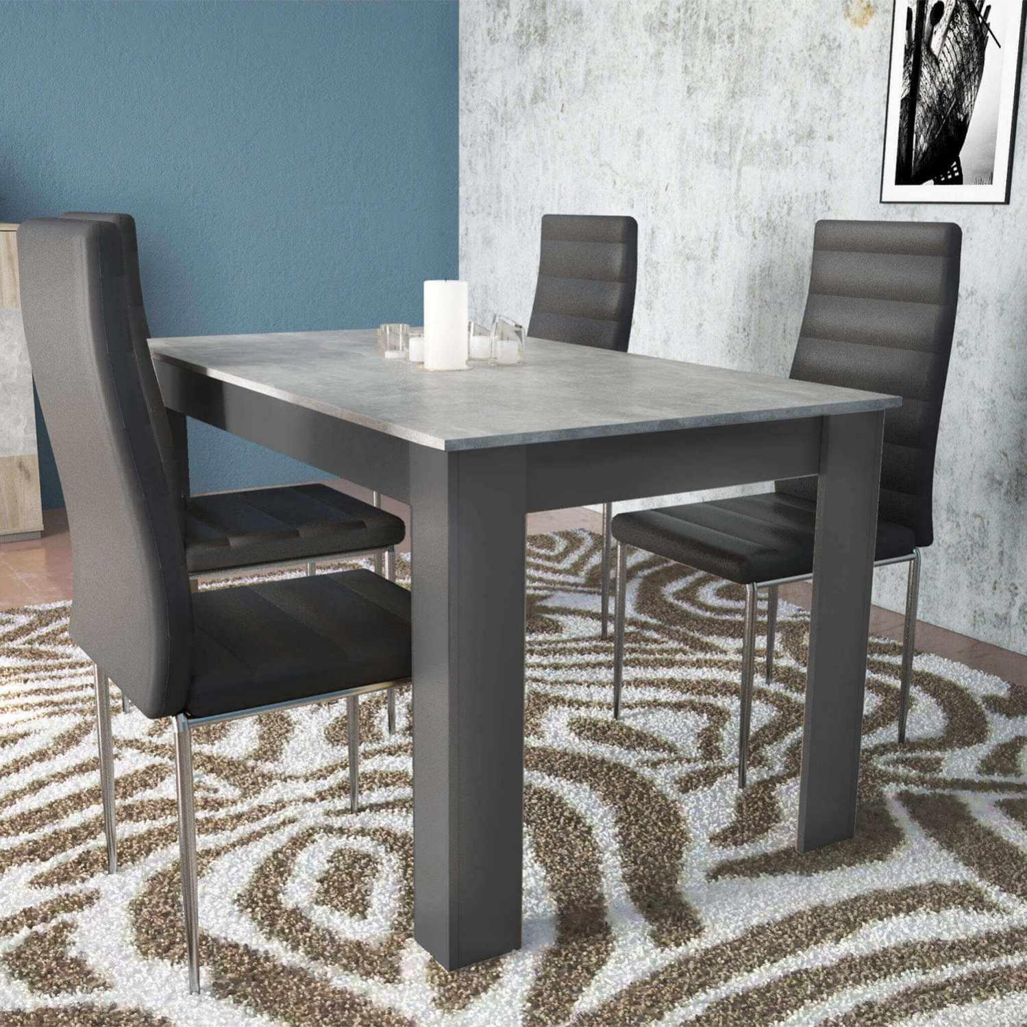 Tavolo di forma Rettangolare di colore Antracite e Grigio scuro effetto ...