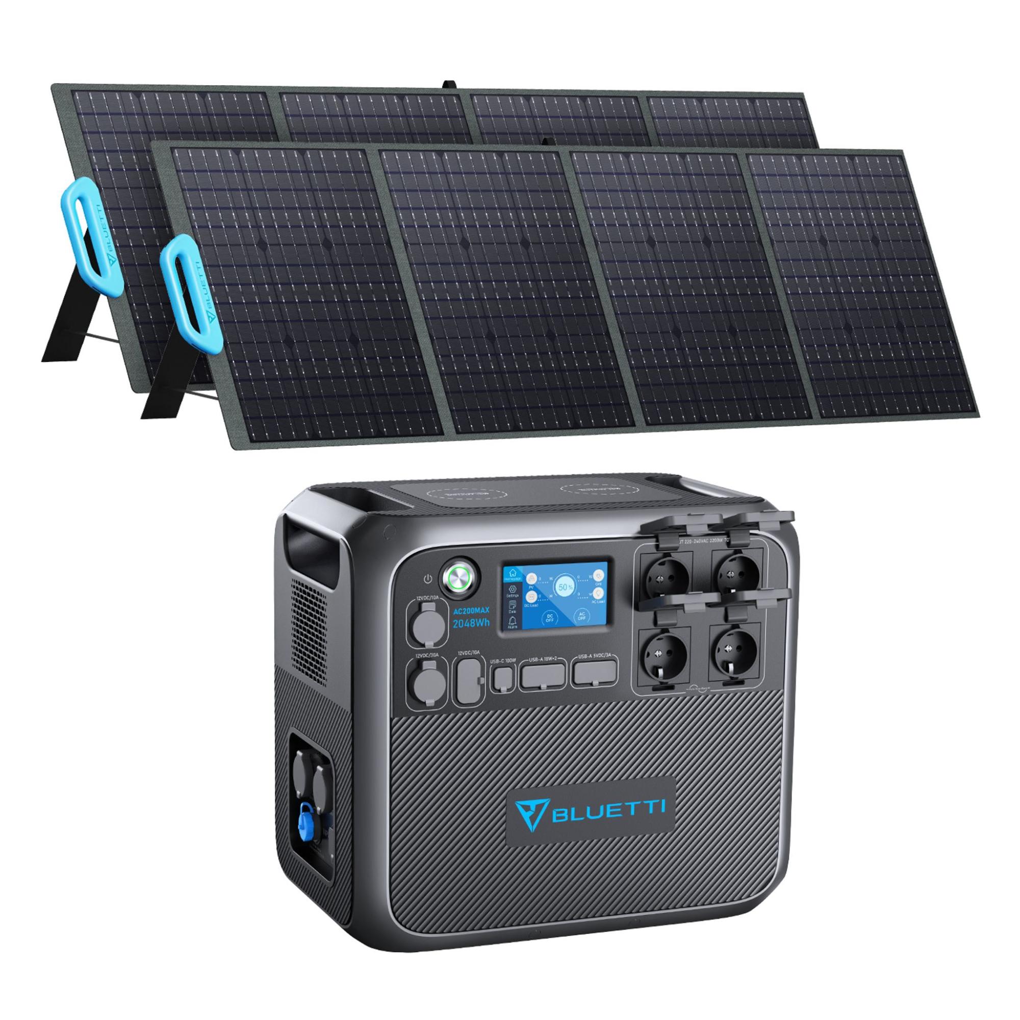 BLUETTI AC200MAX Generatore Elettrico con 2 Pannelli Fotovoltaici PV200 ...