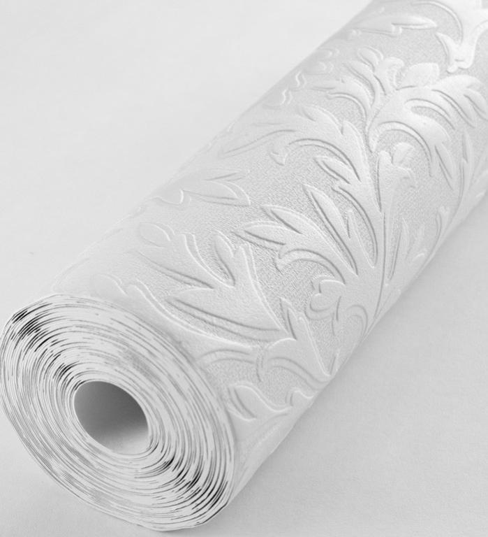 Papier peint vinyle à peindre lessivable volutes texturé en haut-relief ...