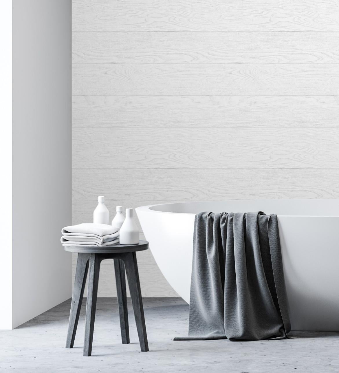 Carta da parati in vinile ecologico listelli di legno bianchi ...