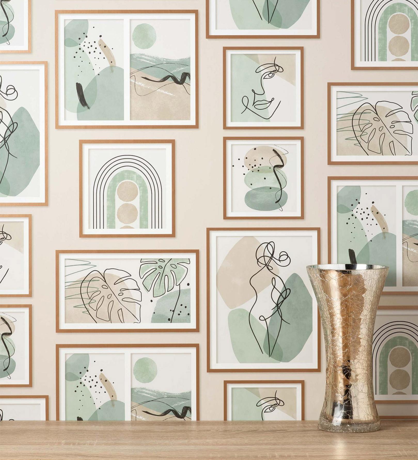 Muestra DIN A4 de Papel pintado lavable moderno de cuadros artísticos ...