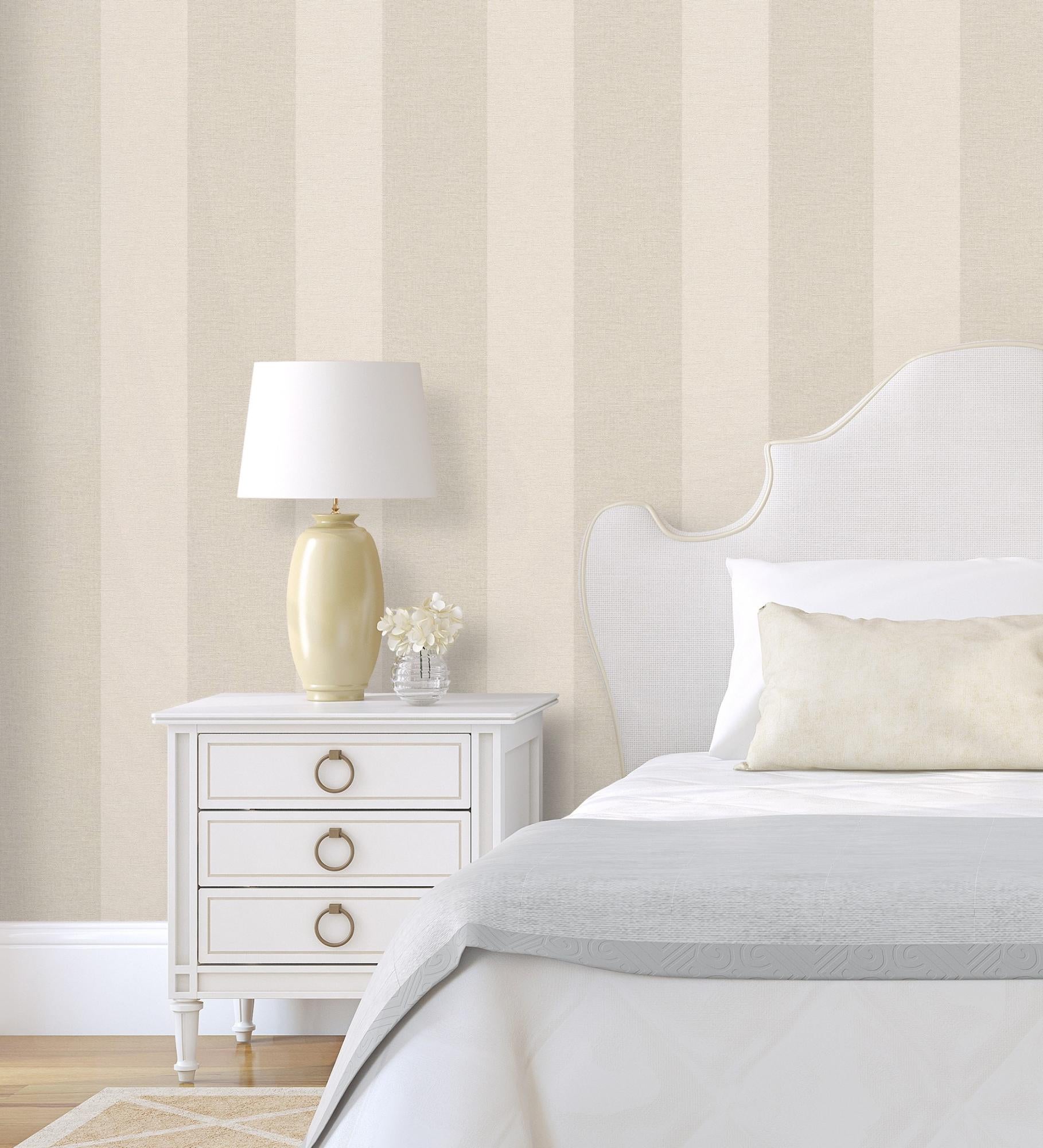 Carta da parati lavabile in vinile a righe classiche effetto tessile ...