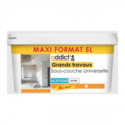 Peinture acrylique blanc sous couche murs plafonds travaux 5L ADDICT ...