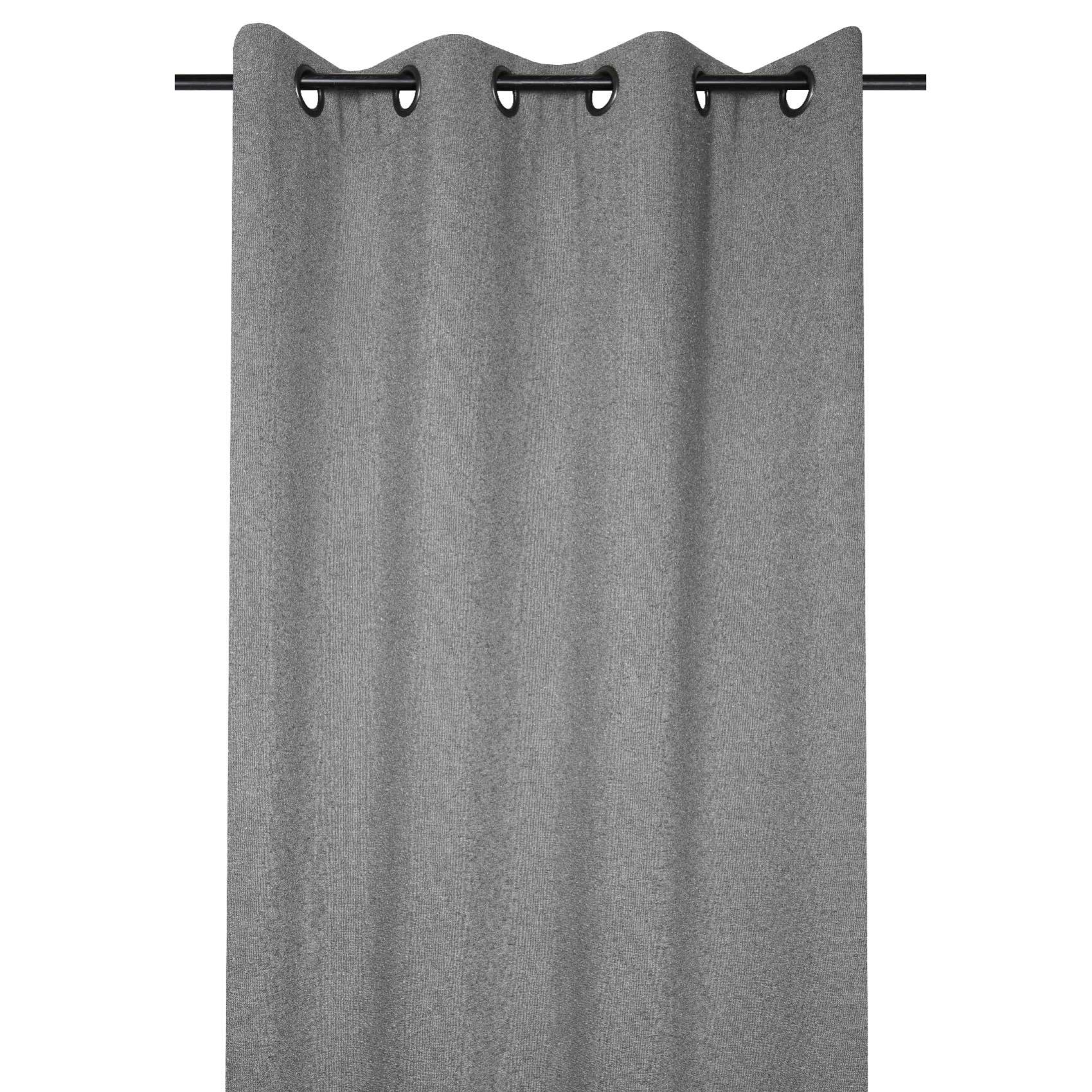 Rideau d'ameublement - - Effet laineux - Gris clair - 135x250 cm ...