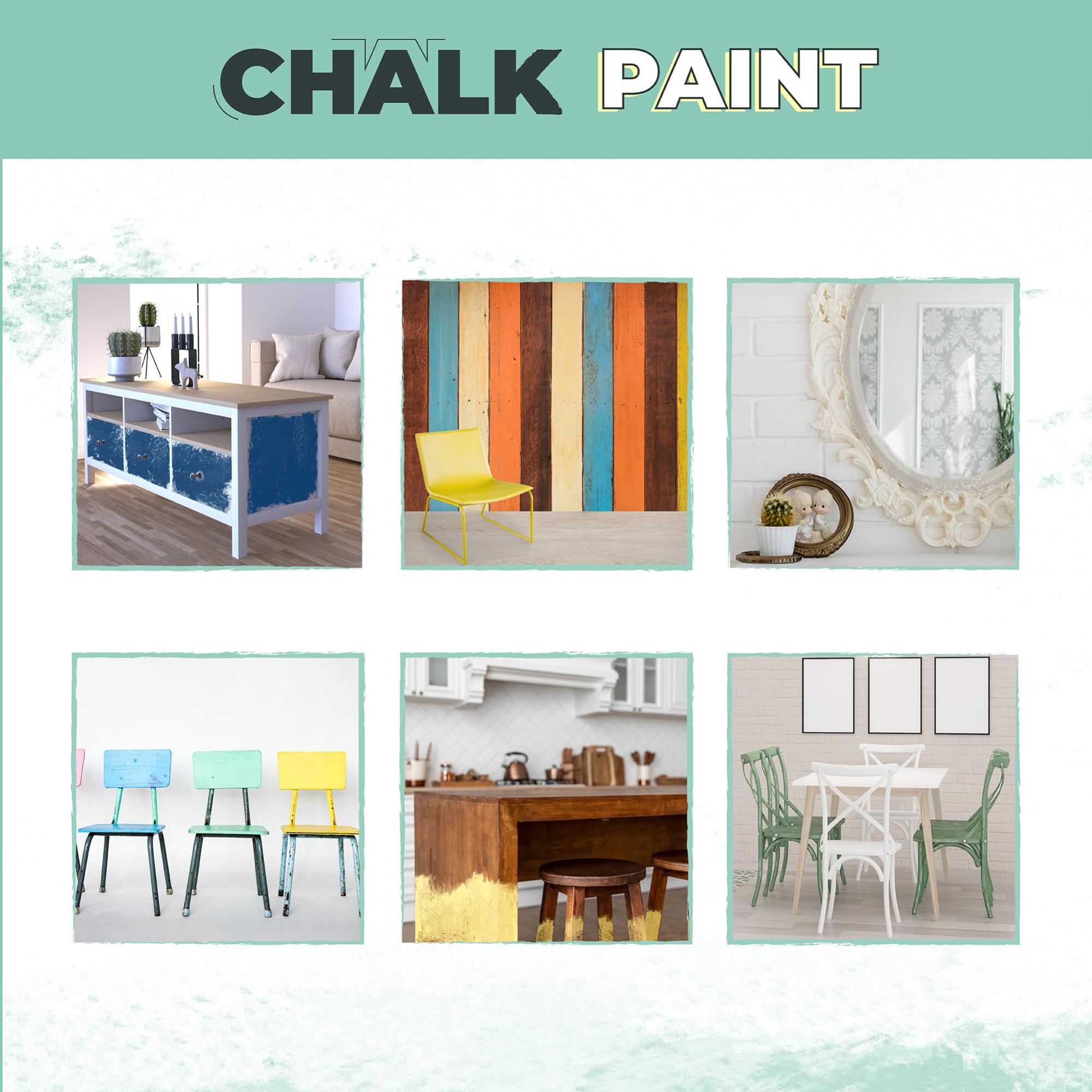 Chalk Paint Vernice a Gesso VERDE SECCO 750ml + Pennello Tondo in Legno ...