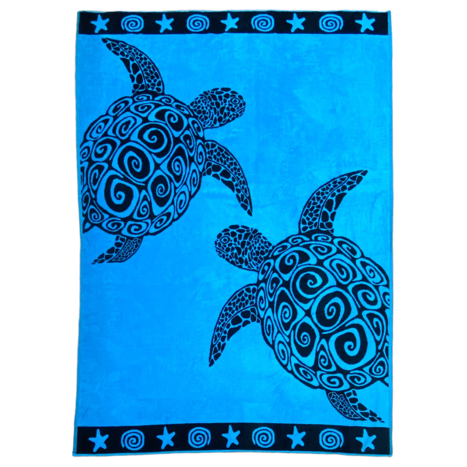 Serviette de plage éponge velours Jacquard Turquoise Turtles 140x180 ...