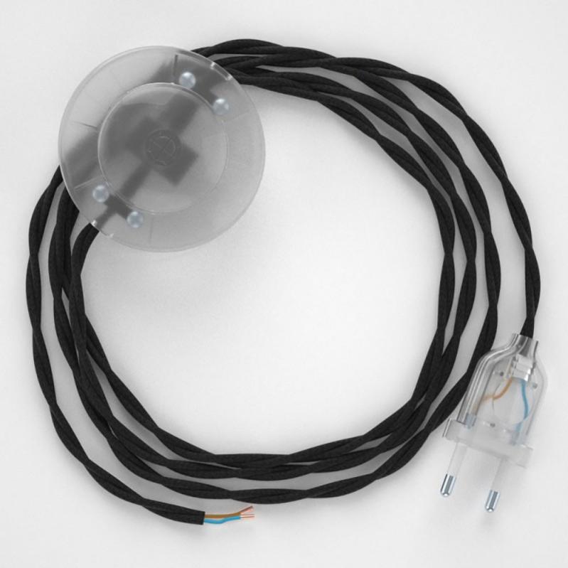 Creative cables - Cordon pour lampadaire, câble TC04 Coton Noir 3 m ...