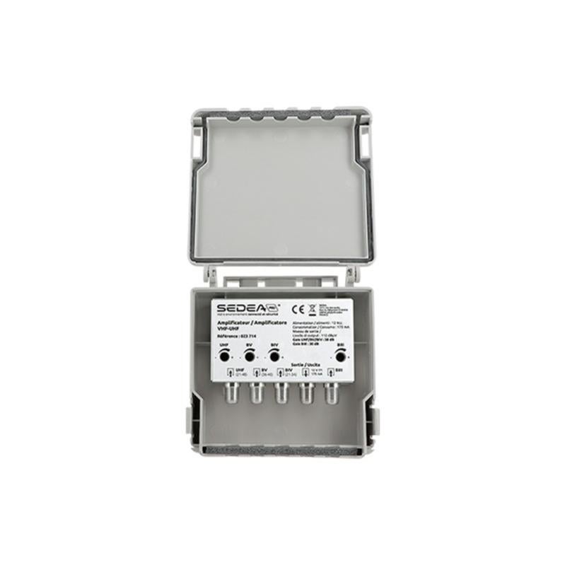 Amplificateur VHF UHF 4 entrées 1 sortie 38 dB 023714 - 12 Vcc, BV BIV ...