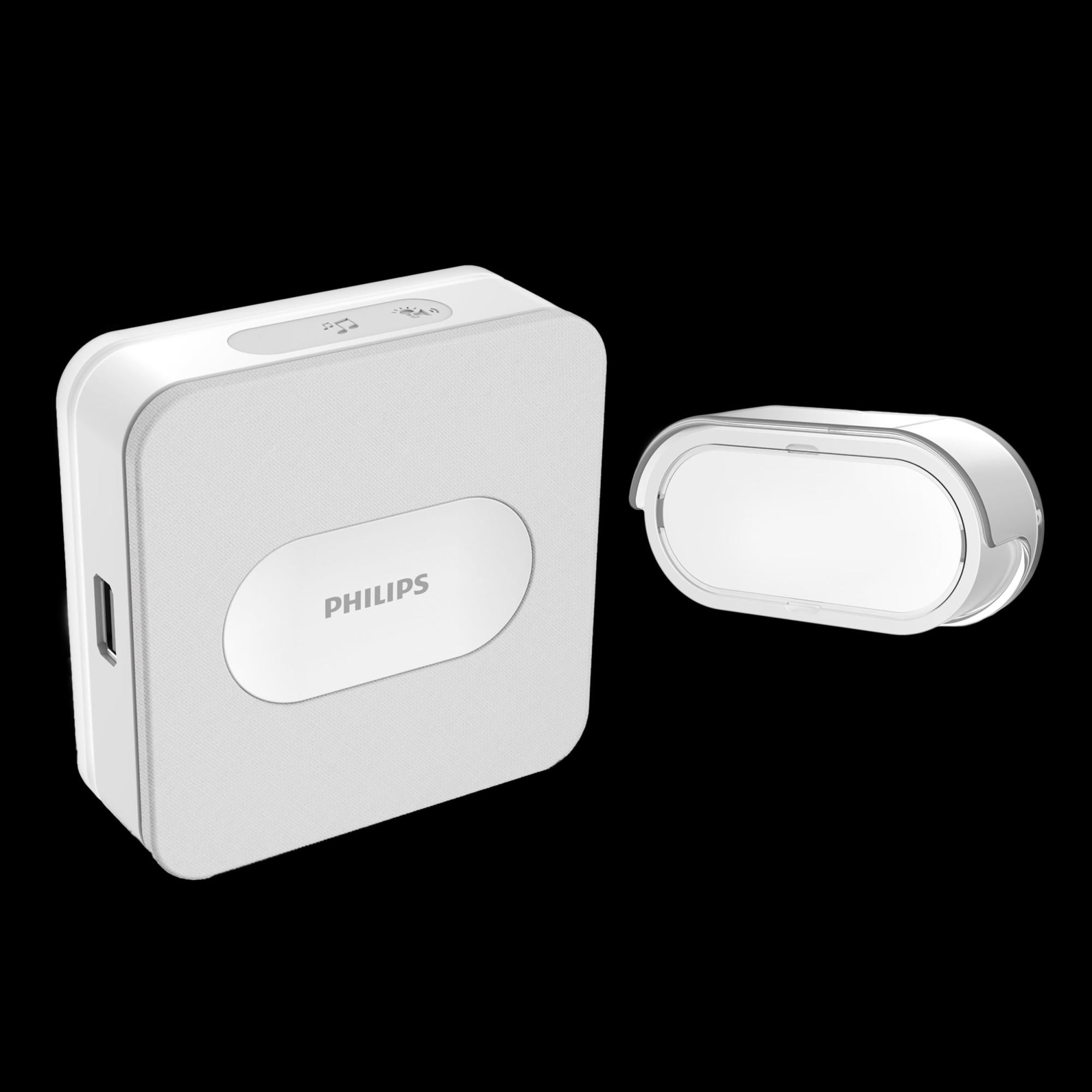 Sonnette sans fil Philips WelcomeBell Plugin, 4 mélodies, chargeur USB ...