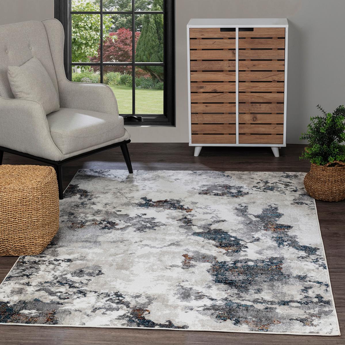 SURYA - Tappeto Astratto Moderno DARLA - 120x170cm - Blu e Grigio ...