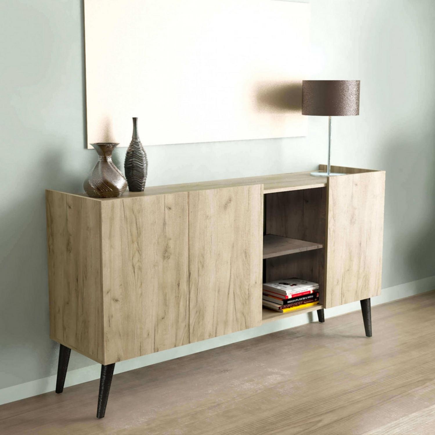 Madia mobile a 3 ante di colore Antracite e Rovere mod. Ambra | Leroy ...