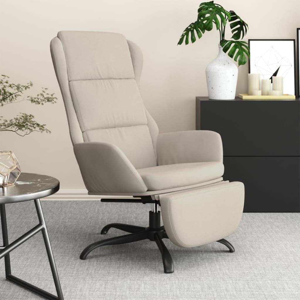 Chaise de relaxation avec repose-pied Crème Tissu microfibre vidaXL ...