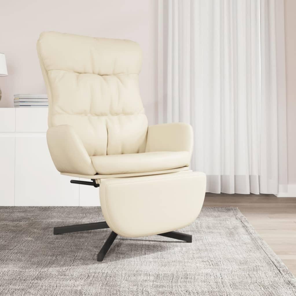 Chaise de relaxation avec repose-pied Crème Similicuir vidaXL | Leroy ...