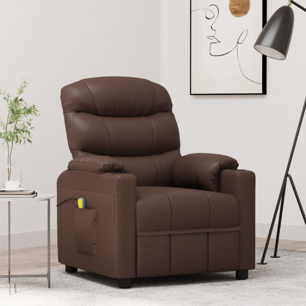 VidaXL Sillón de masaje cuero sintético marrón | Leroy Merlin