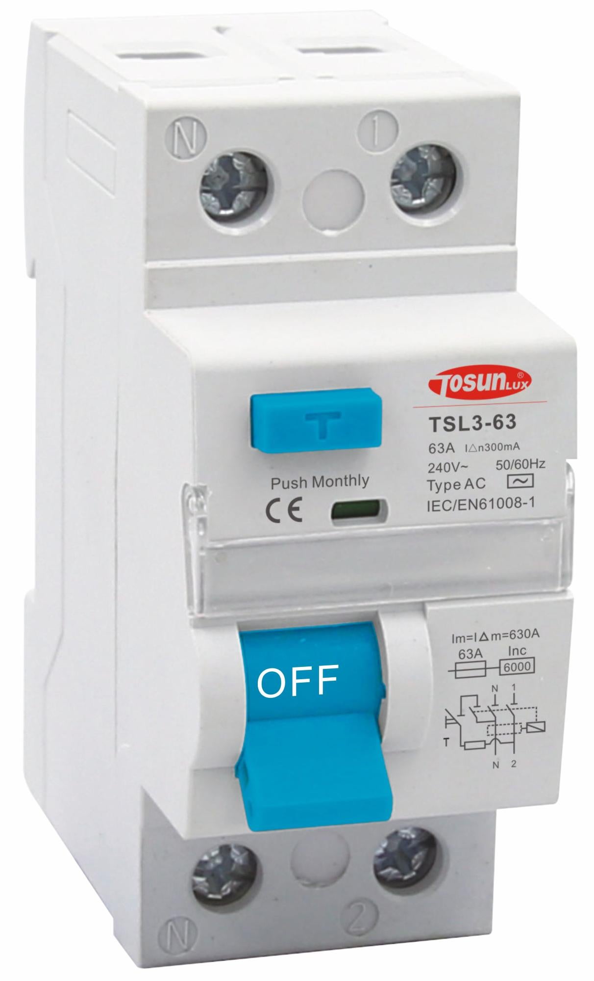 Interruptor disyuntor diferencial residencial 40A TIPO AC 2 Polos 30mA ...