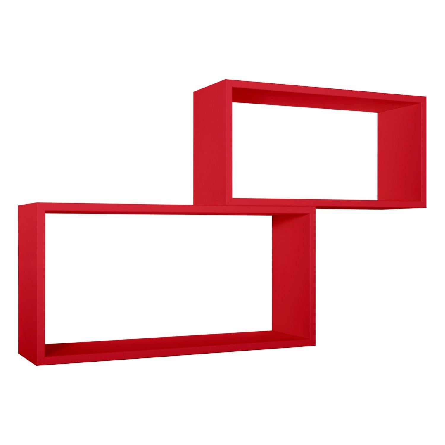 Estantes de pared rectangulares Conjunto de 2 pc Rojo mod. Bislungo ...