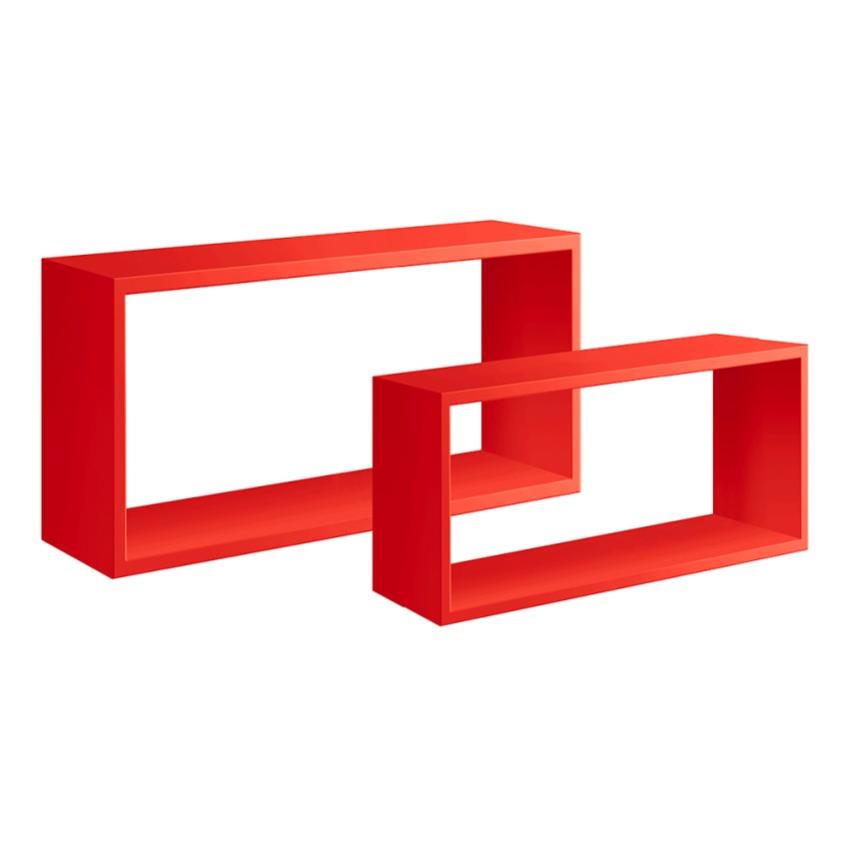 Conjunto de 2 estantes de pared de cubo rectangular estante moderno ...