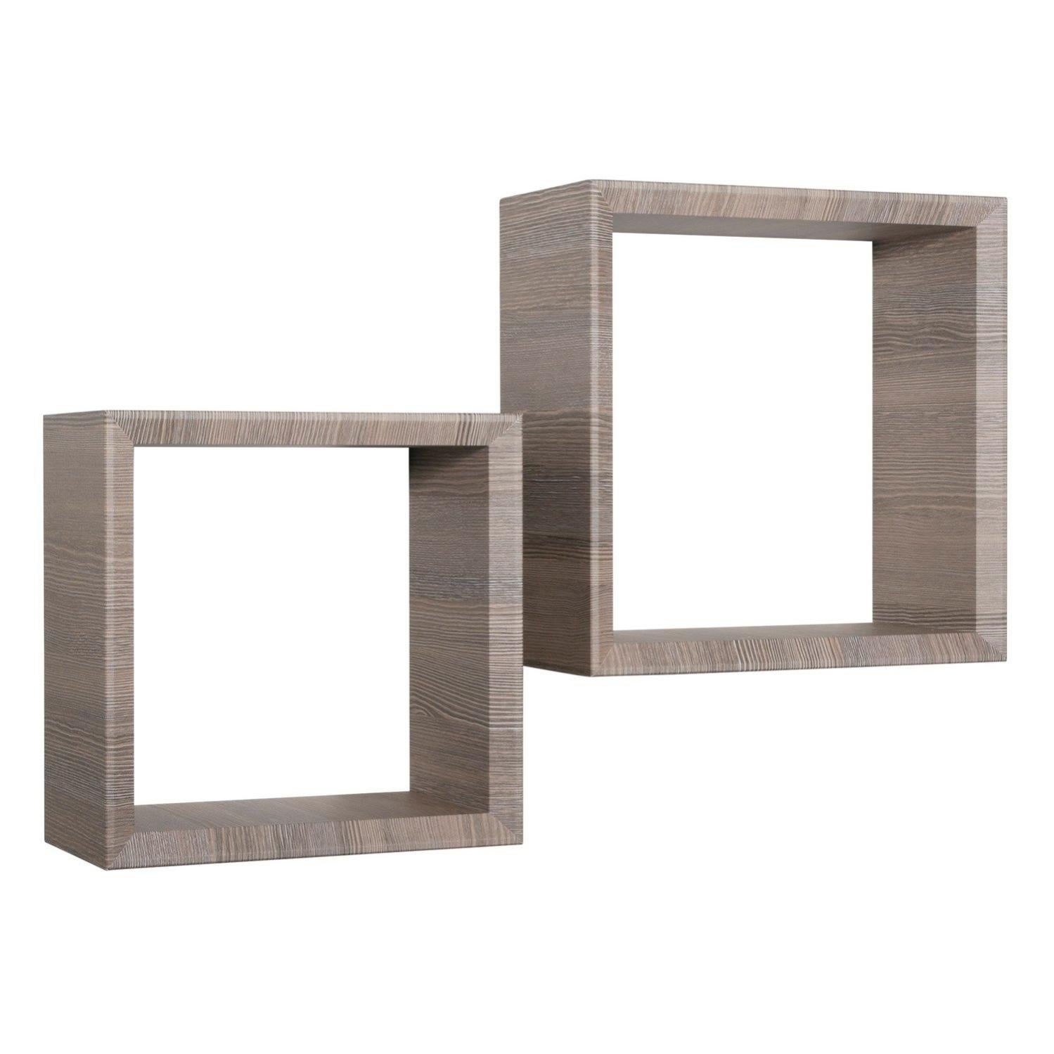 Étagères carrées à mur Lot de 2 cubes modulaires Chêne moka mod. Ginevra | Leroy Merlin