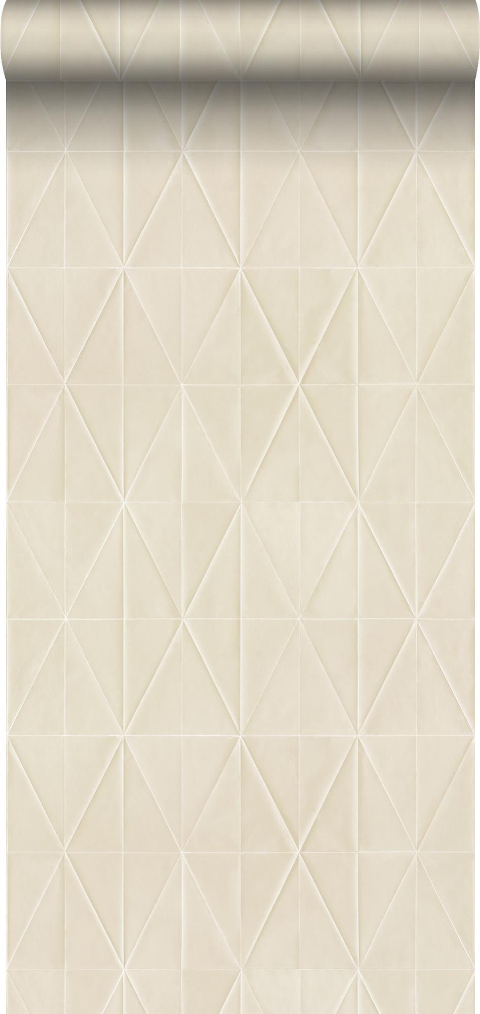 Papier Peint intissé éco texture origami sable beige - 0,53 x 10,05 m ...