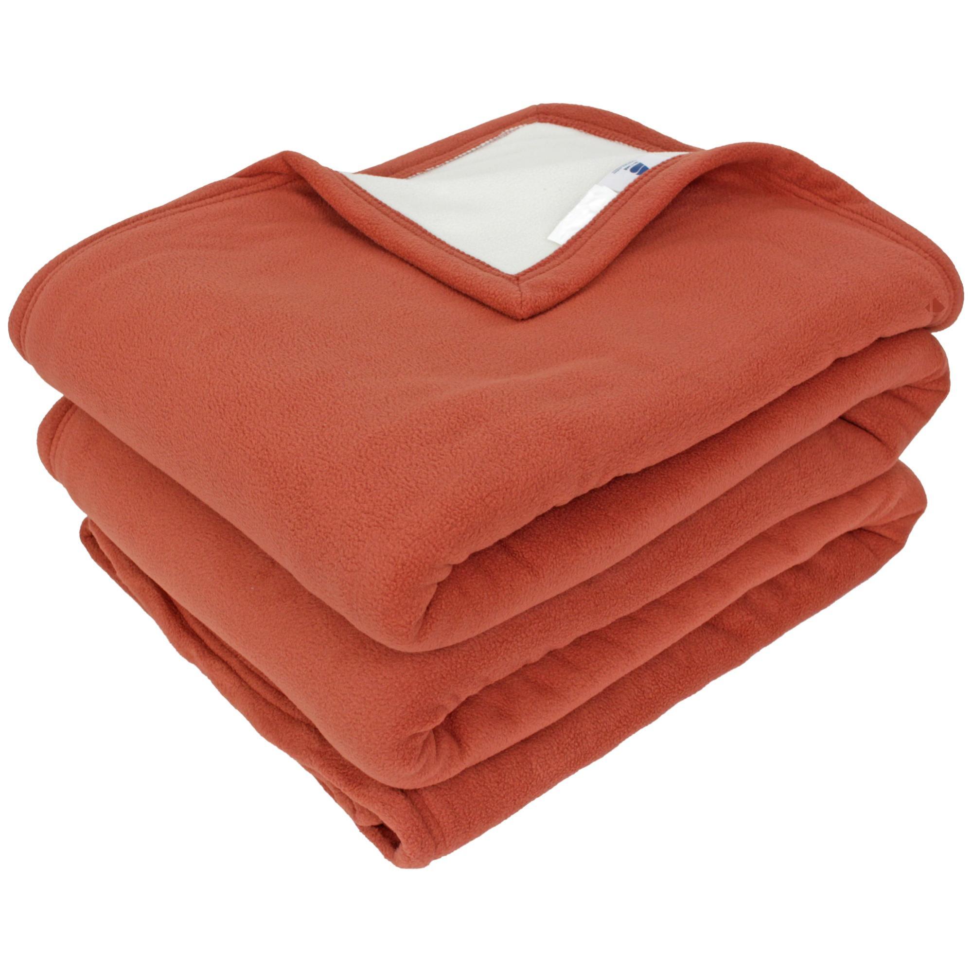 Couverture polaire luxe 240x300 cm NARVIK Gingembre/Naturel | Leroy Merlin