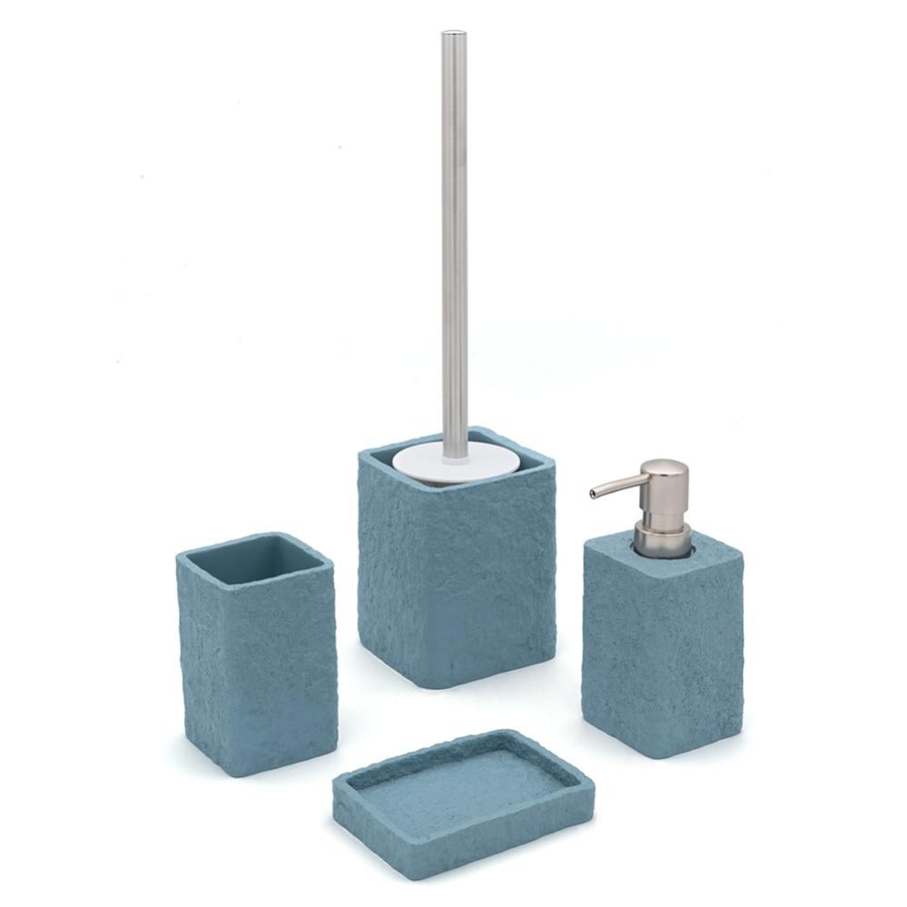 Accessori bagno in set completo da 4 pezzi in resina turchese cobalto ...
