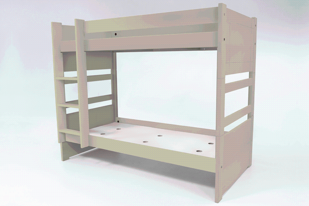 Letto a castello 2 posti 90x190 separabile legno Duo, Colore: Moca ...