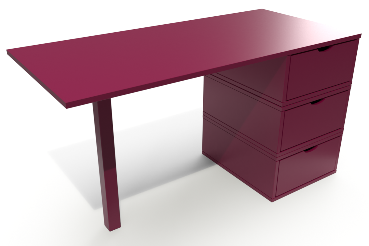 Scrivania cubo con 3 cassetti, Colore: Prugna | Leroy Merlin