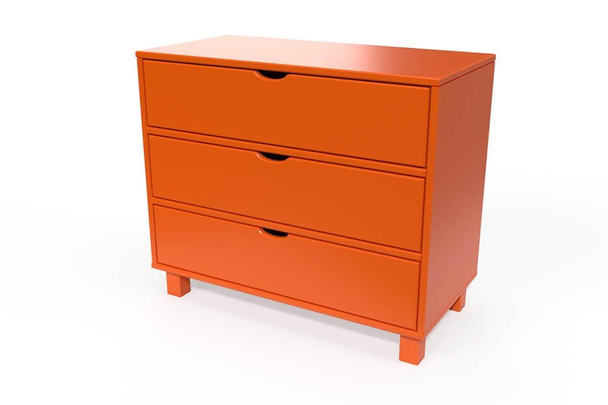 Commode bois 3 tiroirs Cube Orange / cuivré | Leroy Merlin