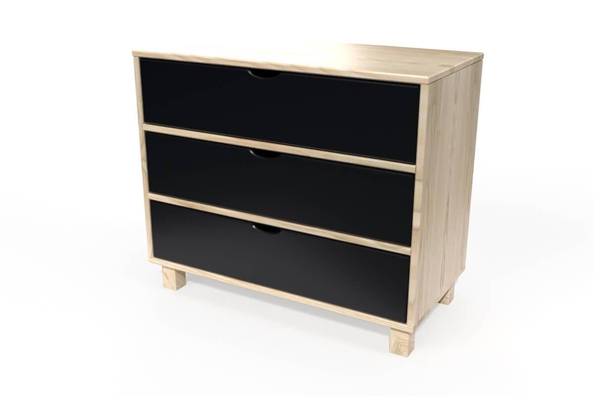 Commode bois 3 tiroirs Cube Incolore / transparent/Noir | Leroy Merlin