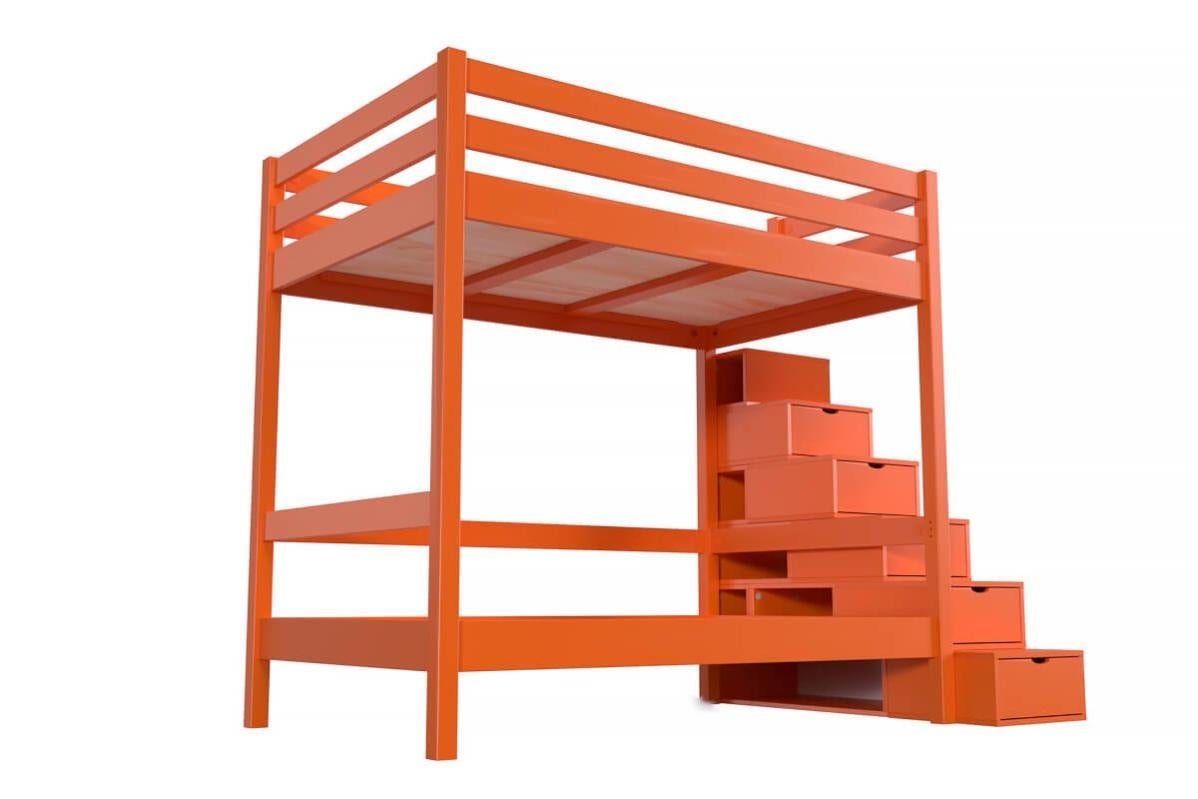 Letto a castello 4 persone adulti legno scale cubo Sylvia, Colore ...