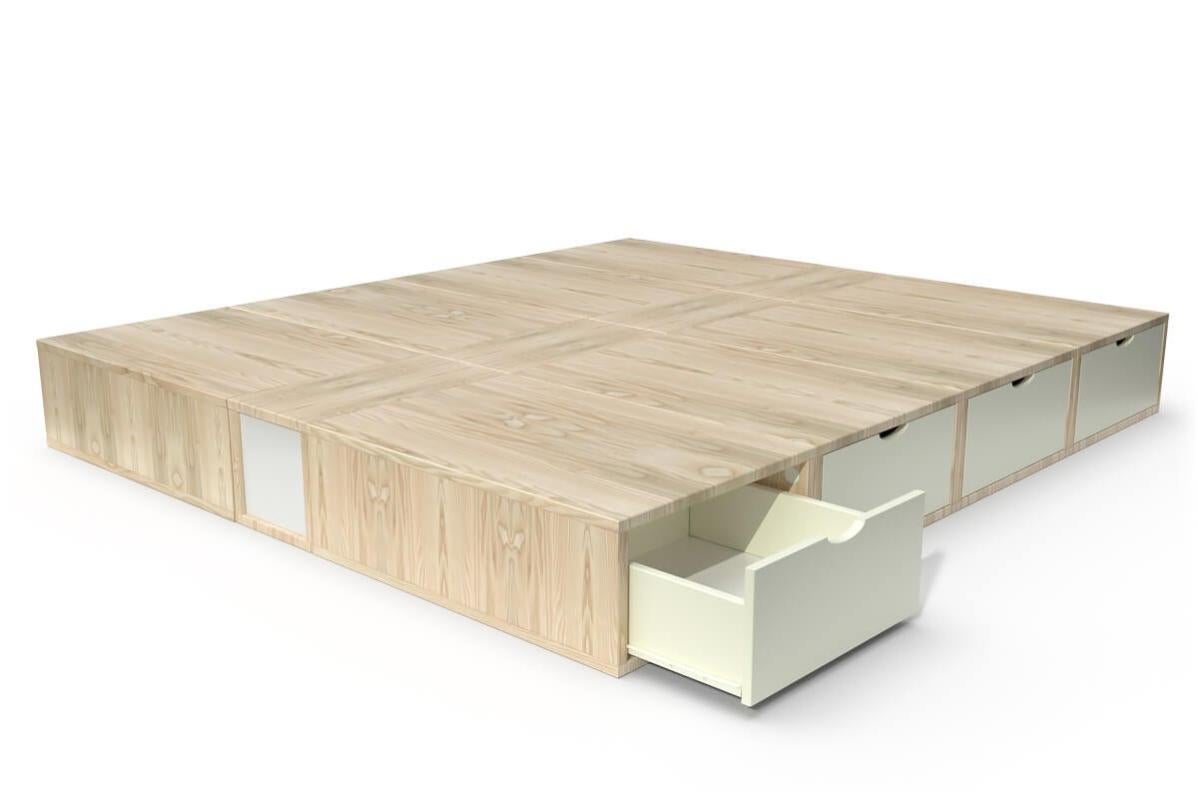 Lit double avec rangement tiroirs Cube 160x200 Multicouleur | Leroy Merlin