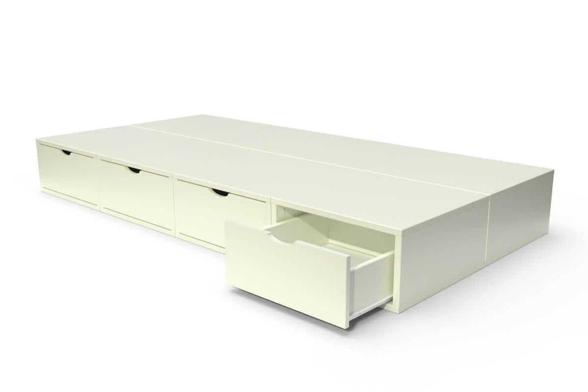 Lit 90x200 1 place avec tiroirs Cube bois 90x200 Beige | Leroy Merlin