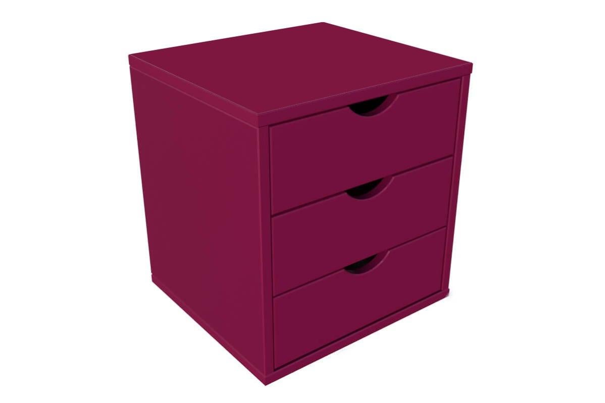 Block 3 cassetti in legno massello, Colore: Prugna | Leroy Merlin