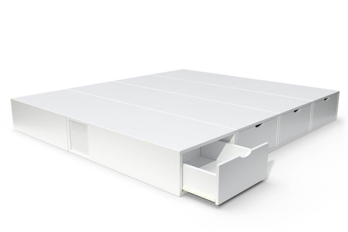 Lit double avec rangement tiroirs Cube 160x200 Blanc | Leroy Merlin