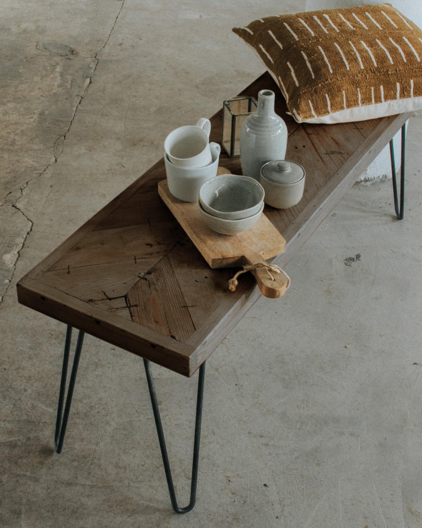 TENAYE Panchina in legno e ferro di recupero in colore naturale HANNUN ...