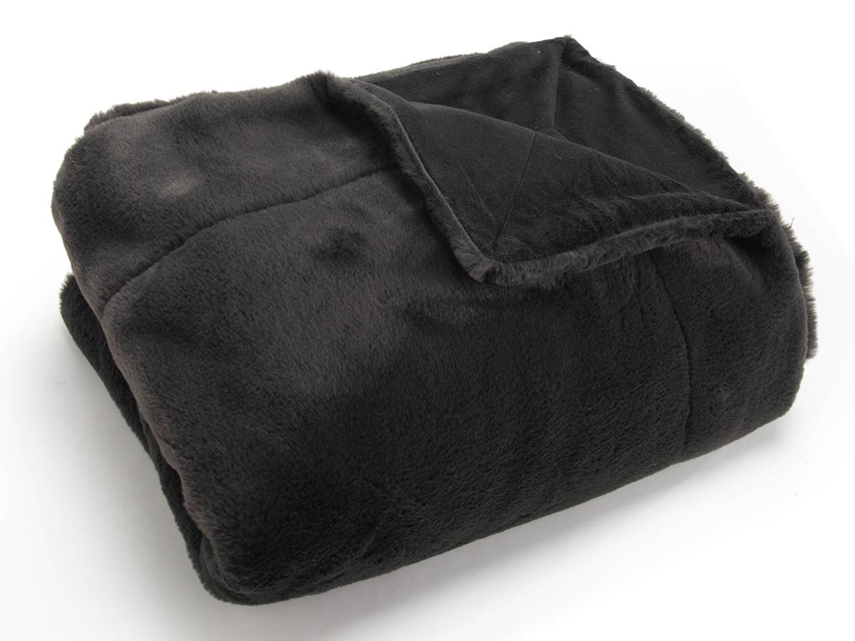Plaid Luxe 130 x 170 cm Noir - Amadeus | Leroy Merlin